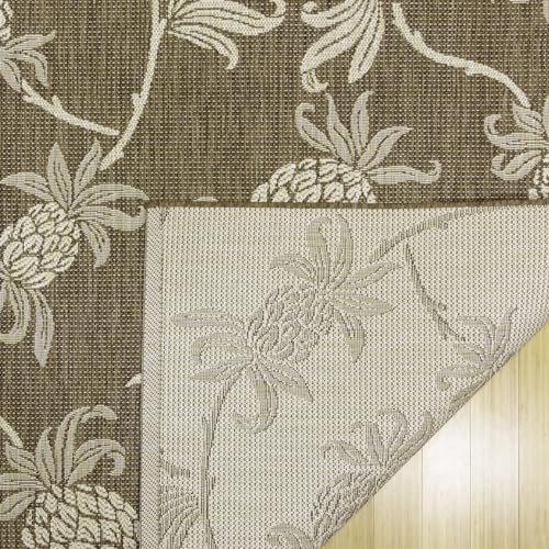 Gertmenian Indoor/Outdoor Kona Coast by Reyn Spooner Runner Rug - 2x6 Runner, Stain & UV Resistant, Ideal for Deck, Patio, Poolside Rooms - Pineapple, Brown, 46657