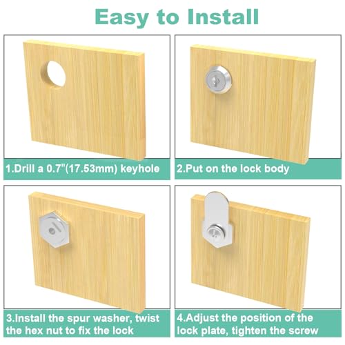 inBovoga 2 Pack Cabinet Locks with Keys, 5/8" Cam Lock Keyed Alike, Mailbox Lock Replacement Secure File Drawer Tool Box RV Door, Zinc Alloy