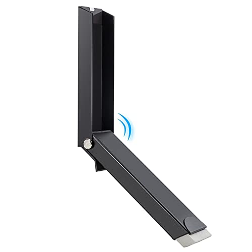 No Drilling Door Stoppers, Easy Pedal Kick Down Door Stop, Self Adhesive Metal Doorstop, Flip by Foot, Hinge Door Handle Protector (Black x 1 Pack)