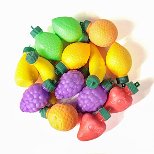 25 Fruit Shaped Fizzy Candy Powder, With Hanging Hole Caps for Decorative Stringing, Fun and Unique 90’s Retro Candy, Gluten Free & Nut Free, by 4YoreElves