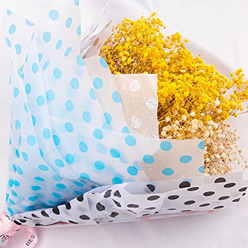 MR FIVE Blue Polka Dot Baby Shower Tissue Paper Bulk,20" x 28",Blue Gift Wrapping Tissue Paper for Gift Bags,Baby Shower Tissue Paper for Boy,30 Sheets