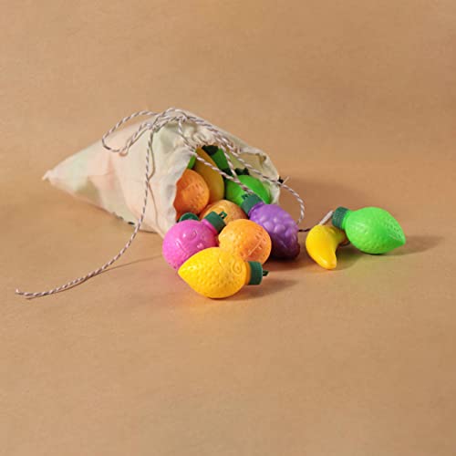 25 Fruit Shaped Fizzy Candy Powder, With Hanging Hole Caps for Decorative Stringing, Fun and Unique 90’s Retro Candy, Gluten Free & Nut Free, by 4YoreElves
