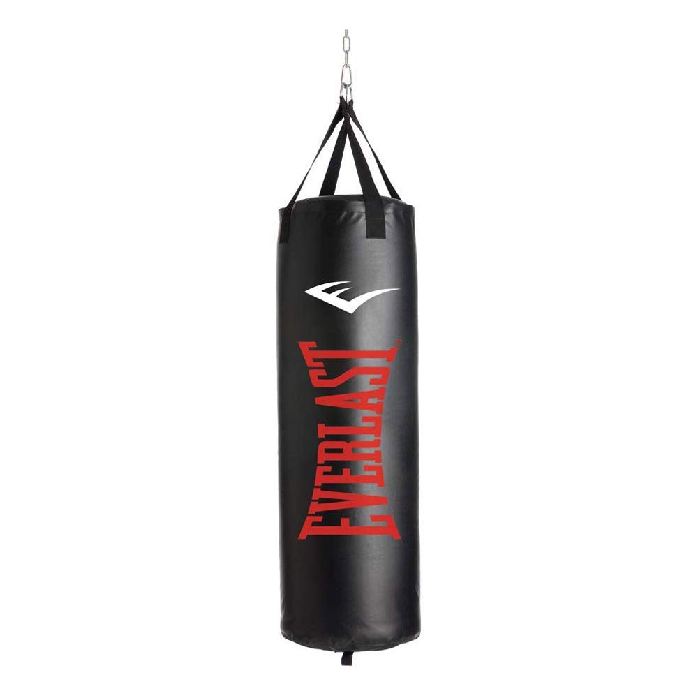 Everlast NevaTear 70 Pound Hanging Heavy Punching Bag with Powder Coated Steel Heavy Bag Stand for MMA and Boxing Training, Black