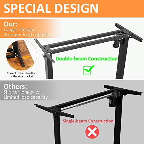 55 x 24 Inch Electric Standing Desk Adjustable Height, Sit-Stand Desk with Oversized Mouse Pad, Ergonomic Curved Desktop, Double Crossbeam Structure, 27''-45'' Lifting Range Stand up Desk(Brown)