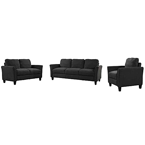Cotoala 3 Piece Living Room Sofa Set, Upholstered Sectional Couch Set, One Three-Seat Chair & Loveseat and Armchair, (1+2+3 ), Cement Gray