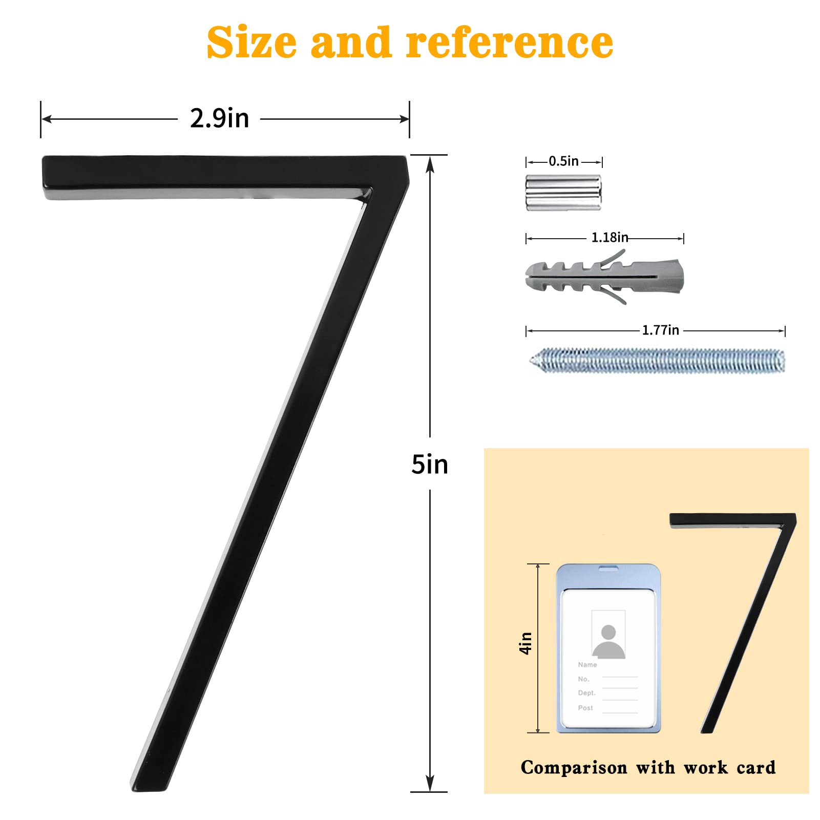 5" Floating Stainless Steel Address House Number, Modern Metal Anti-Rust House Numbers with Nail Kits for Door Garden Mailbox Decor Visibility Signage (1)