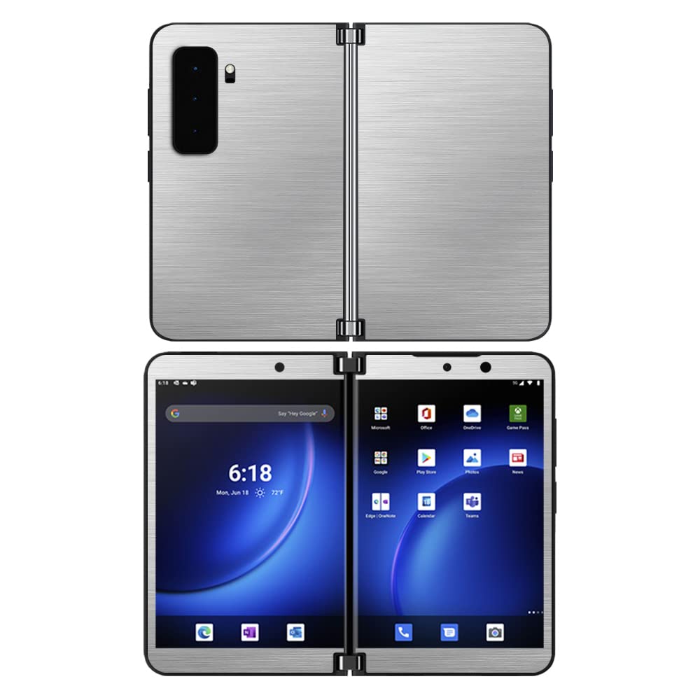 MIGHTY SKINS Skin Compatible with Microsoft Surface Duo 2 - Cold Steel | Protective, Durable, and Unique Vinyl Decal wrap Cover | Easy to Apply, Remove, and Change Styles | Made in The USA