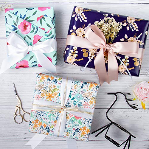 WRAPAHOLIC Wrapping Paper Roll - Beautiful Floral Design for Birthday, Mother's Day, Wedding, Baby Shower Wrap - 30 inch x 33 feet