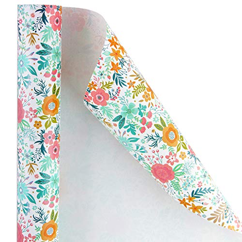 WRAPAHOLIC Wrapping Paper Roll - Beautiful Floral Design for Birthday, Mother's Day, Wedding, Baby Shower Wrap - 30 inch x 33 feet