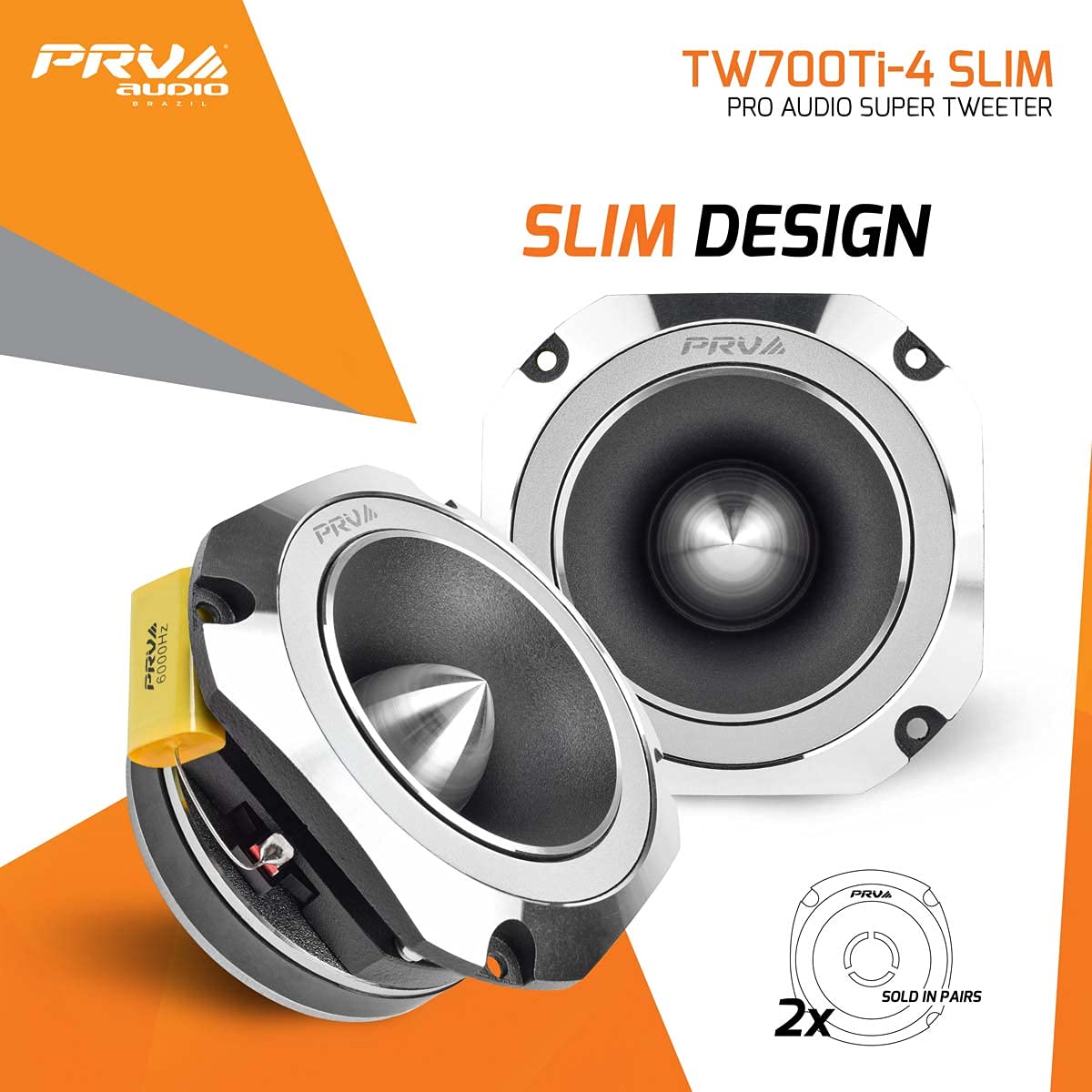 PRV AUDIO 4 Inch Titanium Bullet Tweeter Pair TW700Ti-4 Slim Profile, 200 Watts Program Power, 4 Ohm, 100 Watts RMS, 1.5 in Voice Coil Super Tweeter Pro Car Audio (Pair)