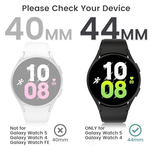 Tensea [2+2Pack for Samsung Galaxy Watch 4 2021/5 2022 Screen Protector and Case 44mm, Bling Cover Tempered Glass Protective Film and Hard PC Bumper Diamond Crystal Frame for Women