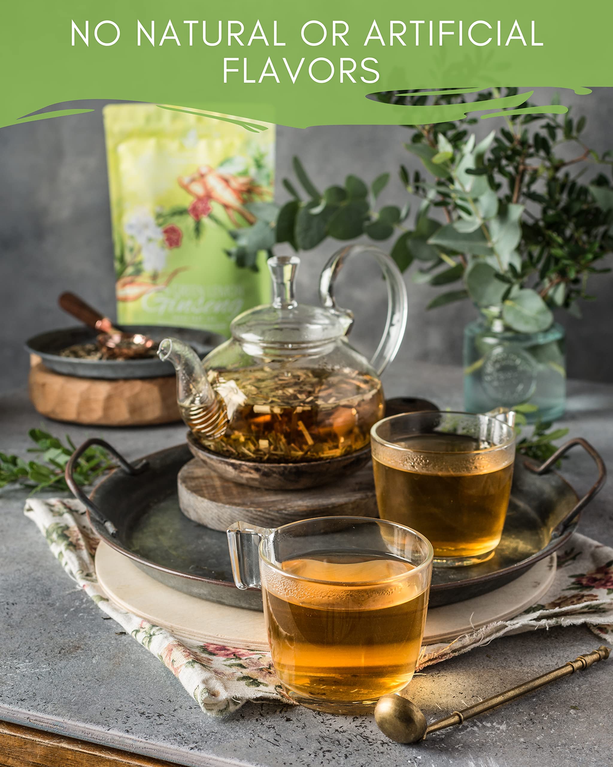 Gardenika Organic Ginseng Green Loose Leaf Tea – Kosher, No Natural or Artificial Flavors – 4 oz