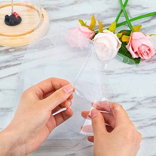 YOZATIA 25PCS Transparent Boxes 4 x 4 x 1.2 inch, Candy Box, Clear Favor Boxes Gift Boxes for Wedding, Party and Baby Shower Favors