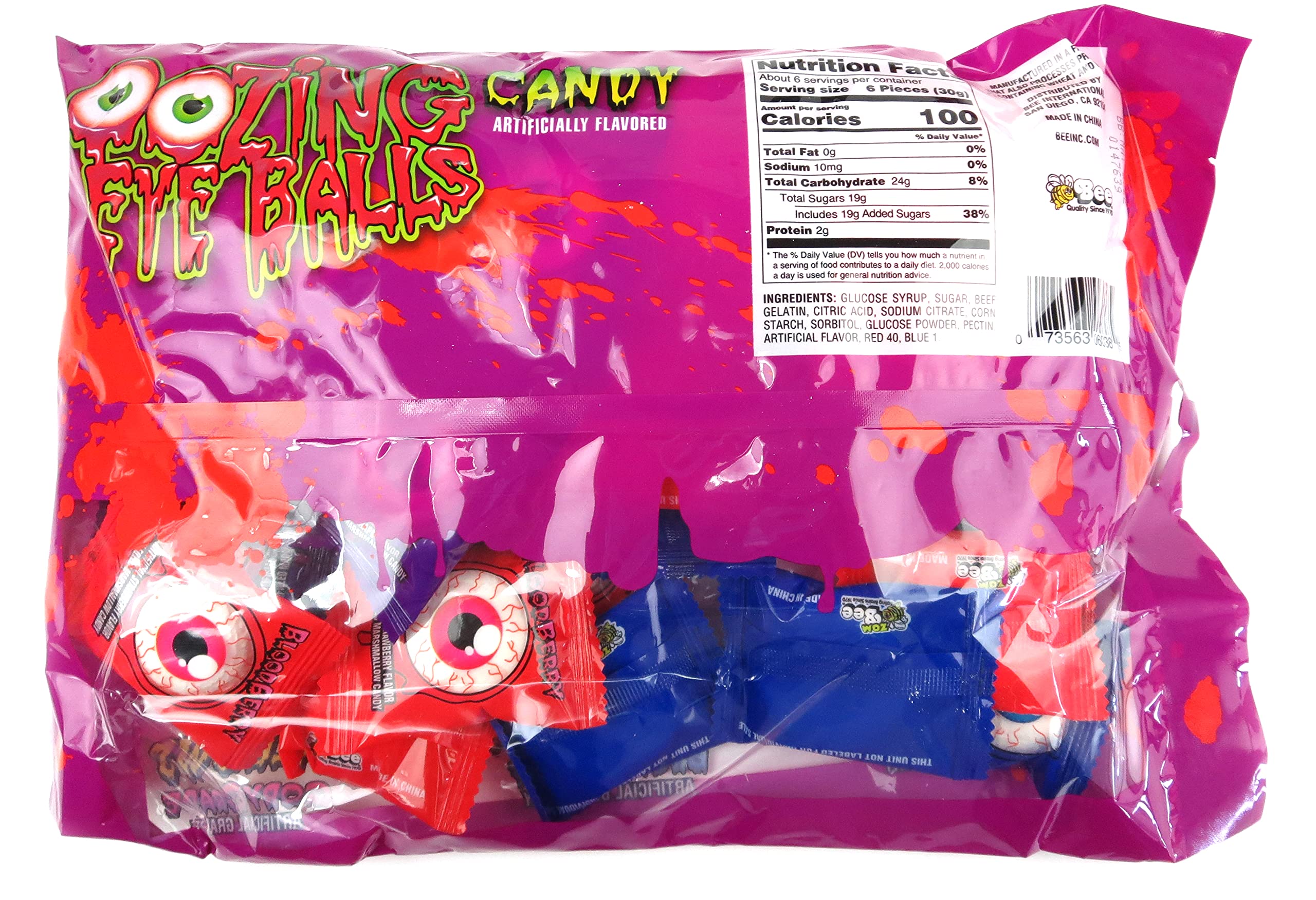 Oozing Eyeballs Jelly-Filled Marshmallow Candy, 6.75 oz Bags in a BlackTie Box (Pack of 2)