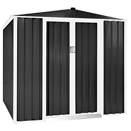 Skiway 4' x 6' Outdoor Garden Storage Shed with Sliding Door, Perfect to Store Patio Furniture, Garden Tools, Bike Accessories, Beach Chairs, Weather Resistance, Dark Grey
