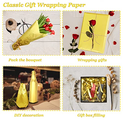Gold Tissue Paper for Packaging - Undemouc 110 Sheets of Gold Wrapping Tissue Paper Bulk for DIY Artworks Flower Decoration (12 x 20 Inch)
