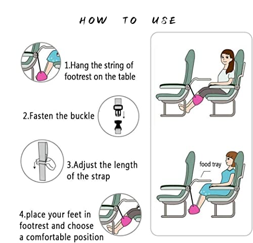 Foot Rest, Airplane Footrest,Head Hammock Portable Travel Footrest Flight Carry-On Foot Rest Adjustable Height Foot Rest Travel Accessories Footrests Hammock,Black