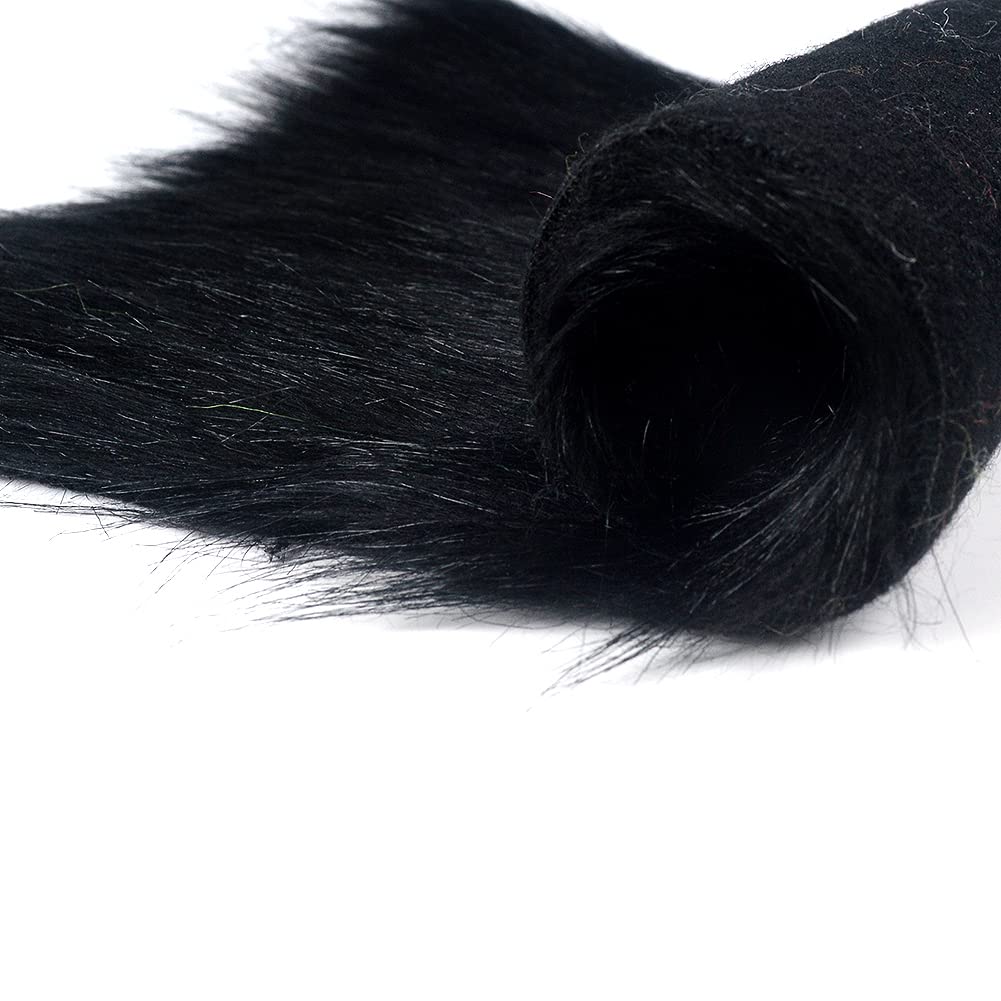 Highshion 3 Sheets Artificial Shaggy Faux Fur Fabric | 9" x 12" | Camera Floor Chair Cover Seat Cushion for Any DIY Craft | Rectangular Patch Costume | Plush Crafting Sewing (9" X 12", Black)