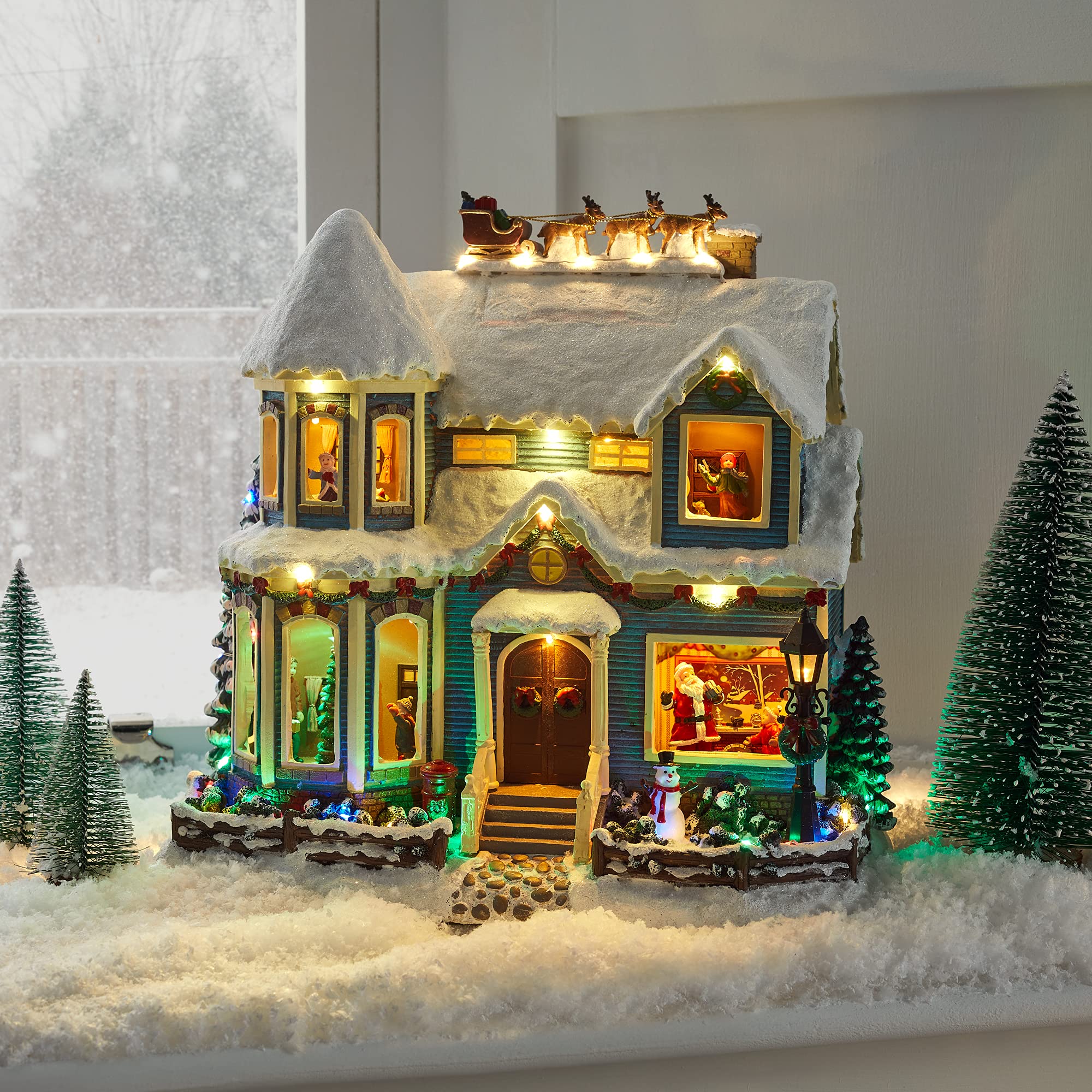 Lights4fun, Inc. Christmas Village House Pre-Lit Multicolored LED Light Up Holiday Decoration