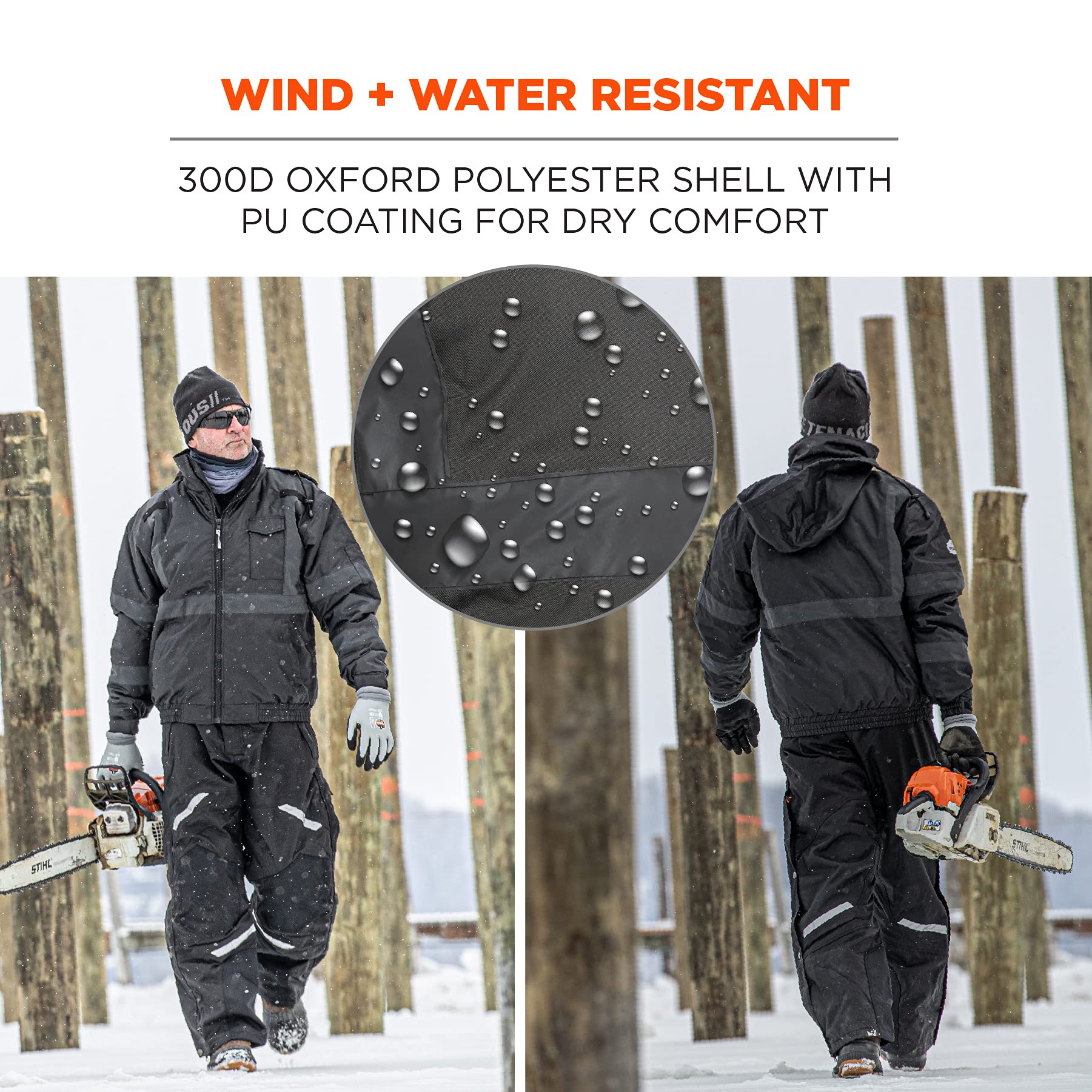 Ergodyne unisex adult Enhanced Visibility for Night Or Low Light Conditions Winter Jacket, Black, Large US