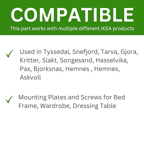 Spare Hardware Parts Replacement for IKEA Bed Frame Part 139301 (Mounting Plate) and 105307 (Screws)