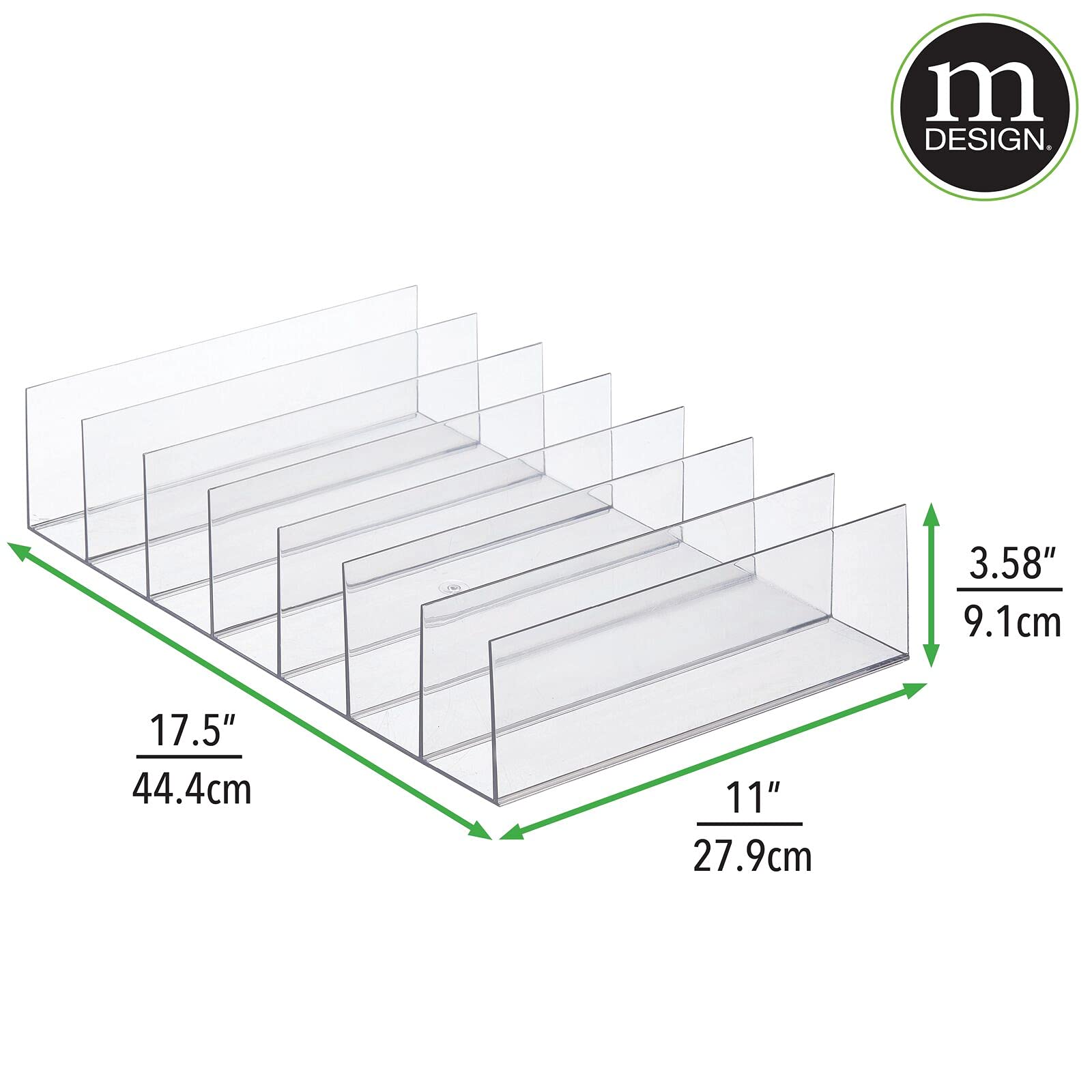 mDesign Plastic Divided Clutch Organizer for Closets, Bedrooms, Dressers - Closet Shelf Storage Solution for Purses, Wallets, Bill Folds, and Accessories - 7 Sections - Lumiere Collection - Clear