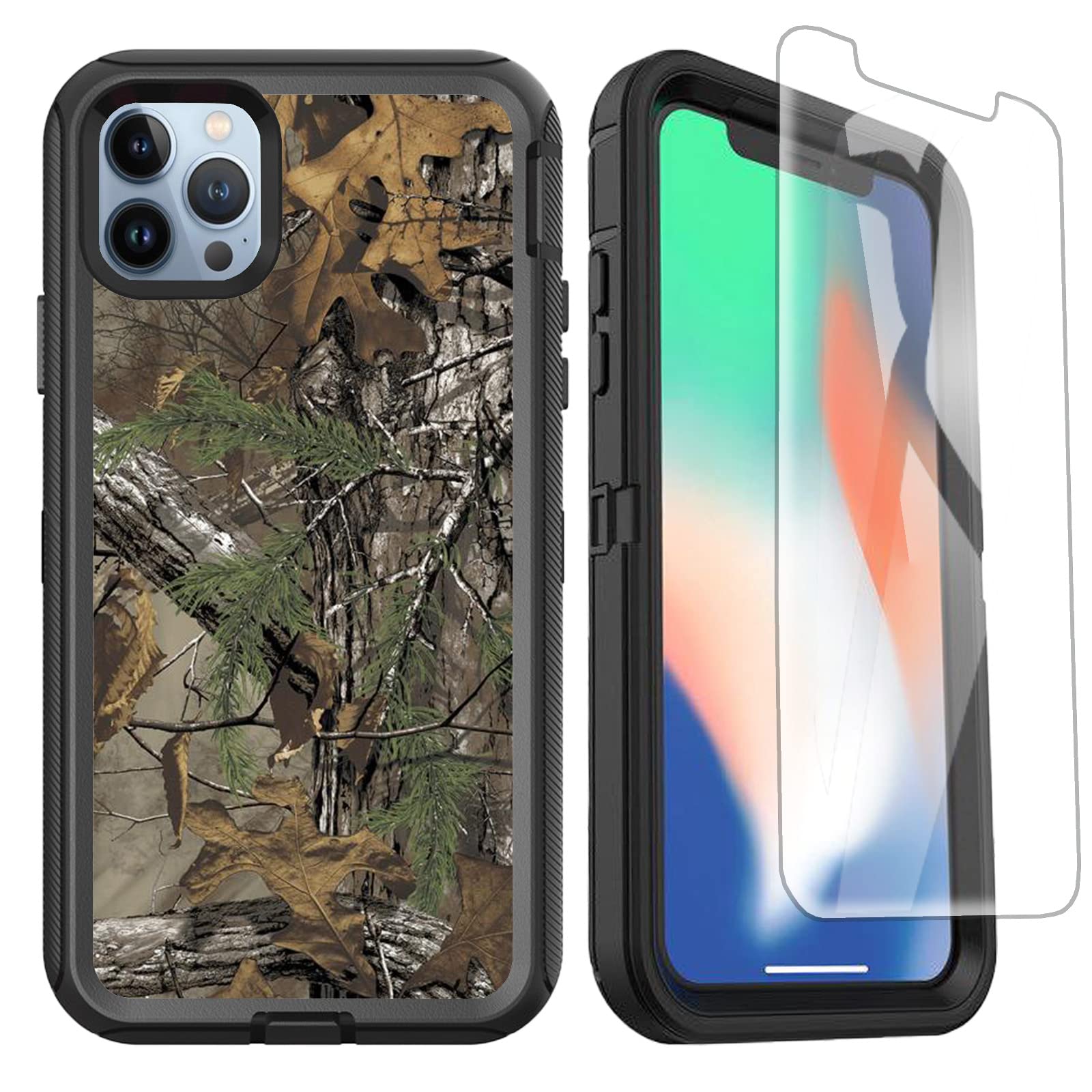 OTTARTAKS Compatible for iPhone 13 Pro Max Case with Screen Protector Heavy Duty Camo Design for Men Boys Shockproof Full-Body Protective Case for iPhone 13 Pro Max 6.7inch, Camouflage
