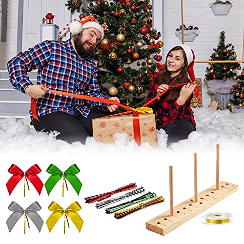 Ahn'Qiraj Bow Maker Bow Maker for Ribbon, Wooden Wreath Bow Maker Tools for Creating Gift Bows, Wreath Ribbons, Bows Trims Decorations Day Bows and Wedding Party Decoration (with Instructions)