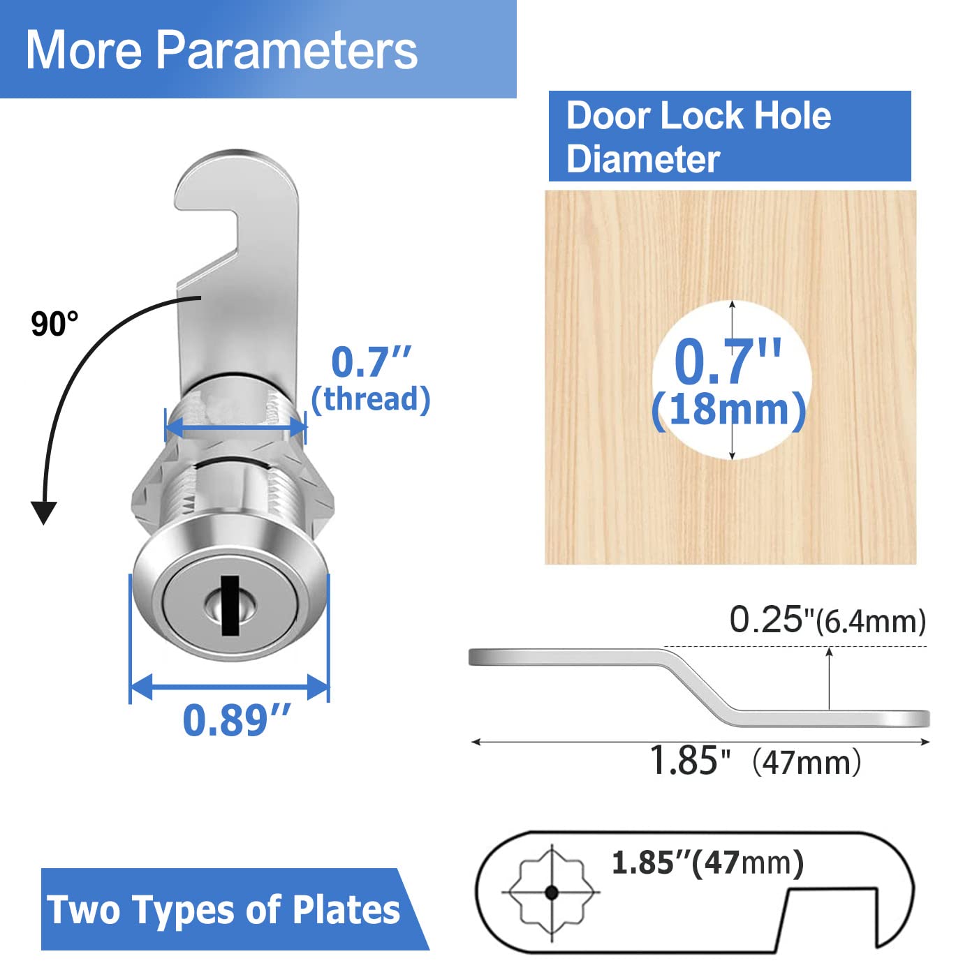 Sissinda Cam Locks Cabinet Locks Keyed Alike,1-1/8Inch Cylinder Fits on 0.9Inch Max Panel Thickness,Secure Drawer RV Camper Trailer,Zinc Alloy(1-1/8Inch 12Pcs)
