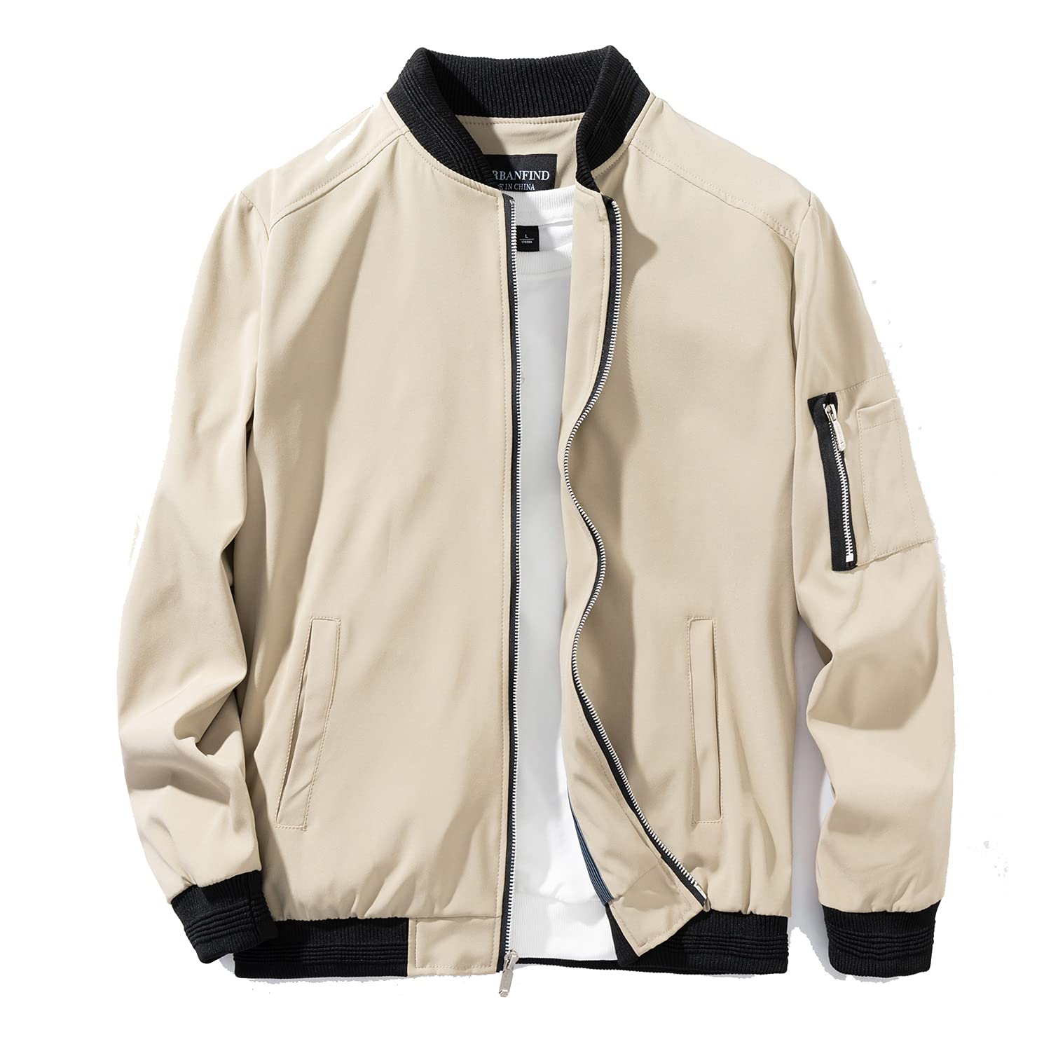 URBANFIND Men's Slim Fit Lightweight Sportswear Jacket Casual Bomber Jacket US XL Khaki K