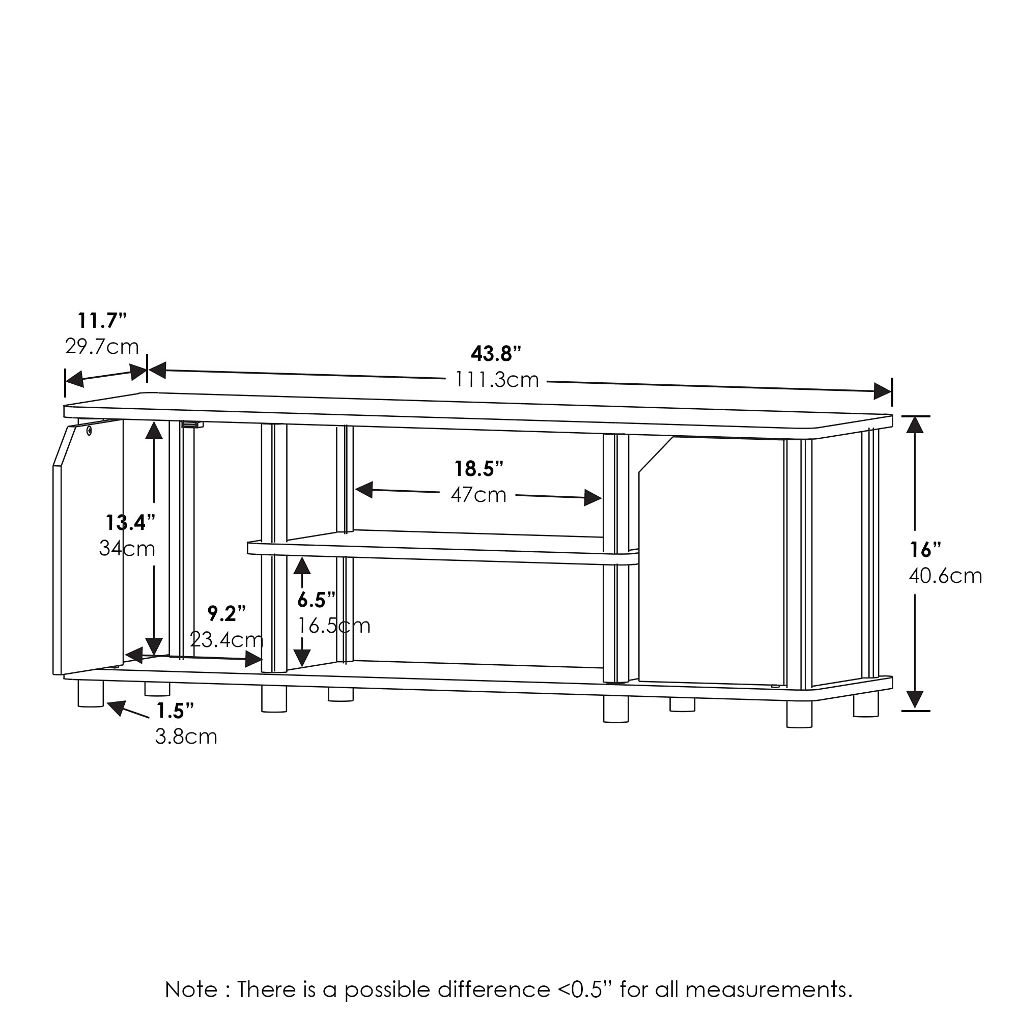 Furinno Brahms TV Stand Entertainment Center with Shelves and Storage for TV Size up to 45 Inch, Espresso/Black