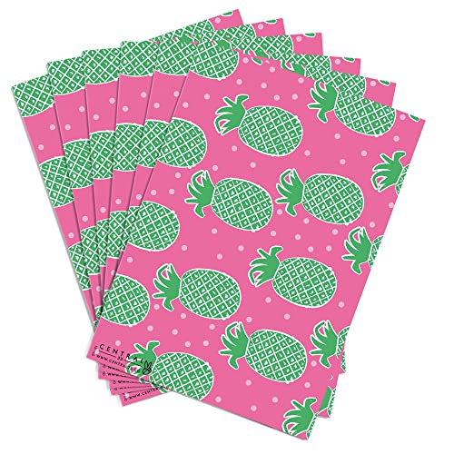 CENTRAL 23 Birthday Gift Wrap - Pineapple Wrapping Paper - 6 Sheets of Fruit Gift Wrap for Her - Tropical Themed Birthday - Pink Green - Summer - Comes With Fun Stickers