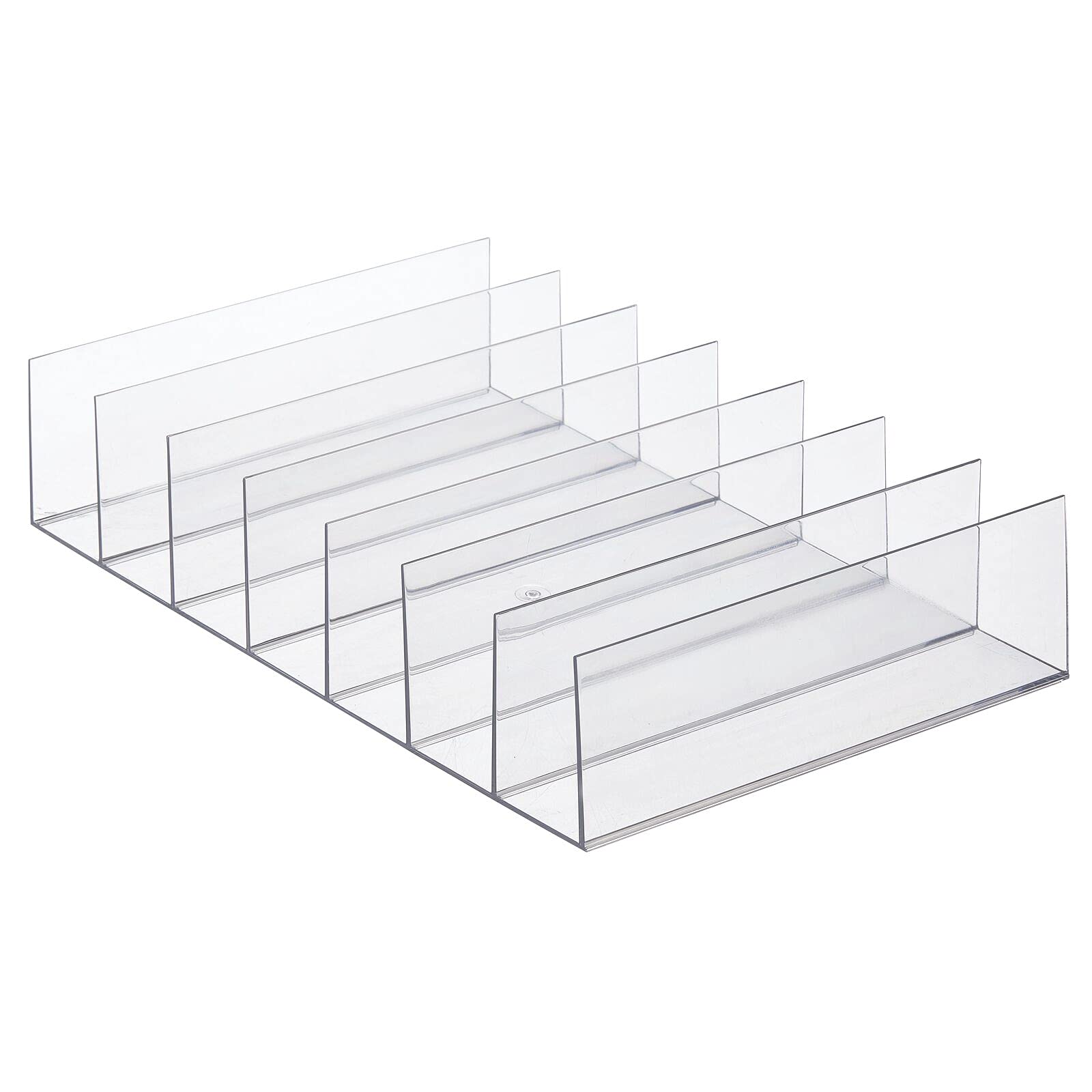 mDesign Plastic Divided Clutch Organizer for Closets, Bedrooms, Dressers - Closet Shelf Storage Solution for Purses, Wallets, Bill Folds, and Accessories - 7 Sections - Lumiere Collection - Clear