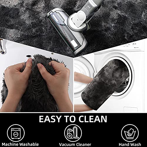 Bathroom Rugs Sets 3 Piece, Bath mats, Contour Mat and Toilet Seat Cover, Non-Slip Soft Thickness Faux Fur Rabbit Water Absorbent Shower Carpet Rug with PVC Point Rubber Backing, Machine Washable