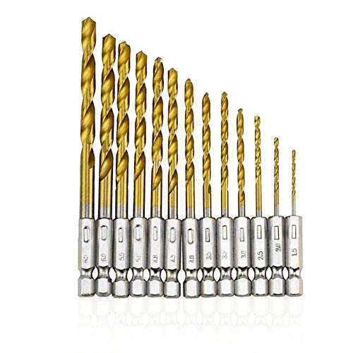 JUN-STORE SENMIAO-TH 13pcs/Set Titanium Drill Bit Set 1/4 Inch Hex Shank Twist Bit Multifunction Tools Electric Screwdriver Drill Wind Bit 13pcs