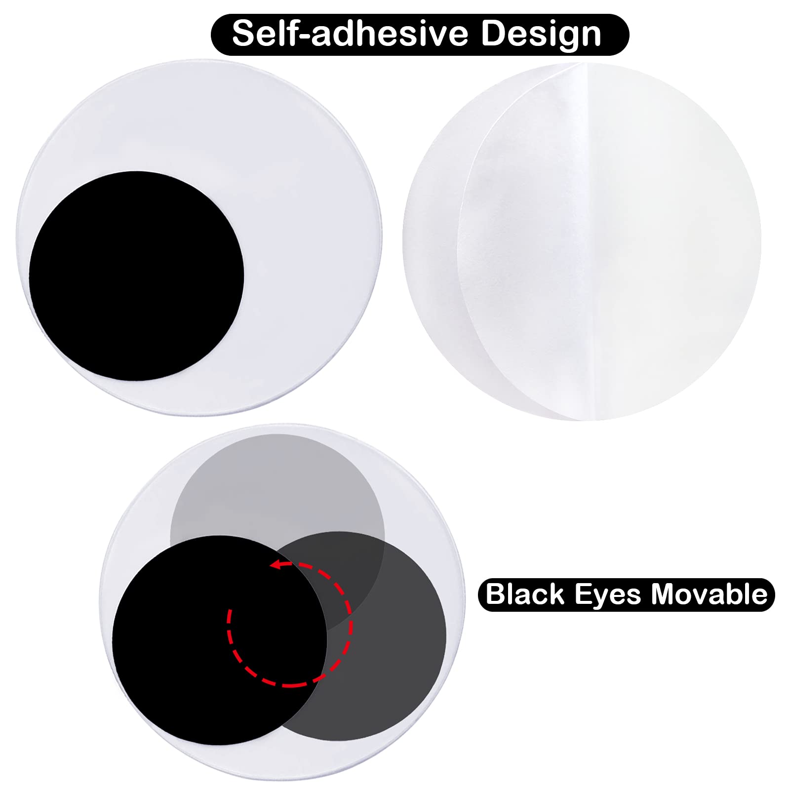 Cinvo 2.7 Inch Medium Googly Eyes Self Adhesive 7cm Big Wiggle Eyes Large Sticky Eyes for Party Halloween Decor Door Christmas Trees Cleaning Robot VR Goggles Classroom DIY Craft Projects (Pack of 6)