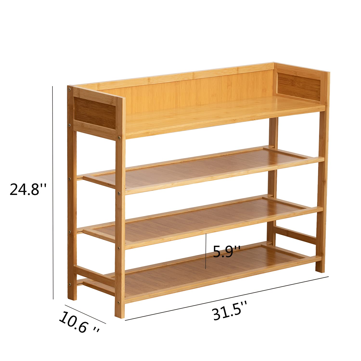 SOBIBO Bamboo Shoe Rack Organizer, 4 Tier Shoe Shelf Storage Organizer, for Entryway, Hallway, and Closet (Nature-31.5)