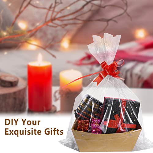 Aoibrloy 12 Pack Baskets for Gifts Empty, Sturdy Empty Gift Baskets to Fill, Kraft Gift Basket Kit with Handles for Holiday, Wedding, Birthday, Gift Packages