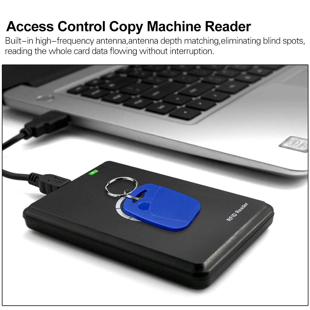 TO BE SECOND JASAG 13.56MHz IC Card Copier NFC Reader 125KHz RFID Reader Writer Duplicator Smart Card Programmer with IC Encrypted ID Composite Buckle Writable Key Fob Cards black NS106+3+3