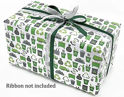 Garbage Birthday Party Gift Wrapping Paper, Folded Flat 30 x 20 Inch, 3 Sheets