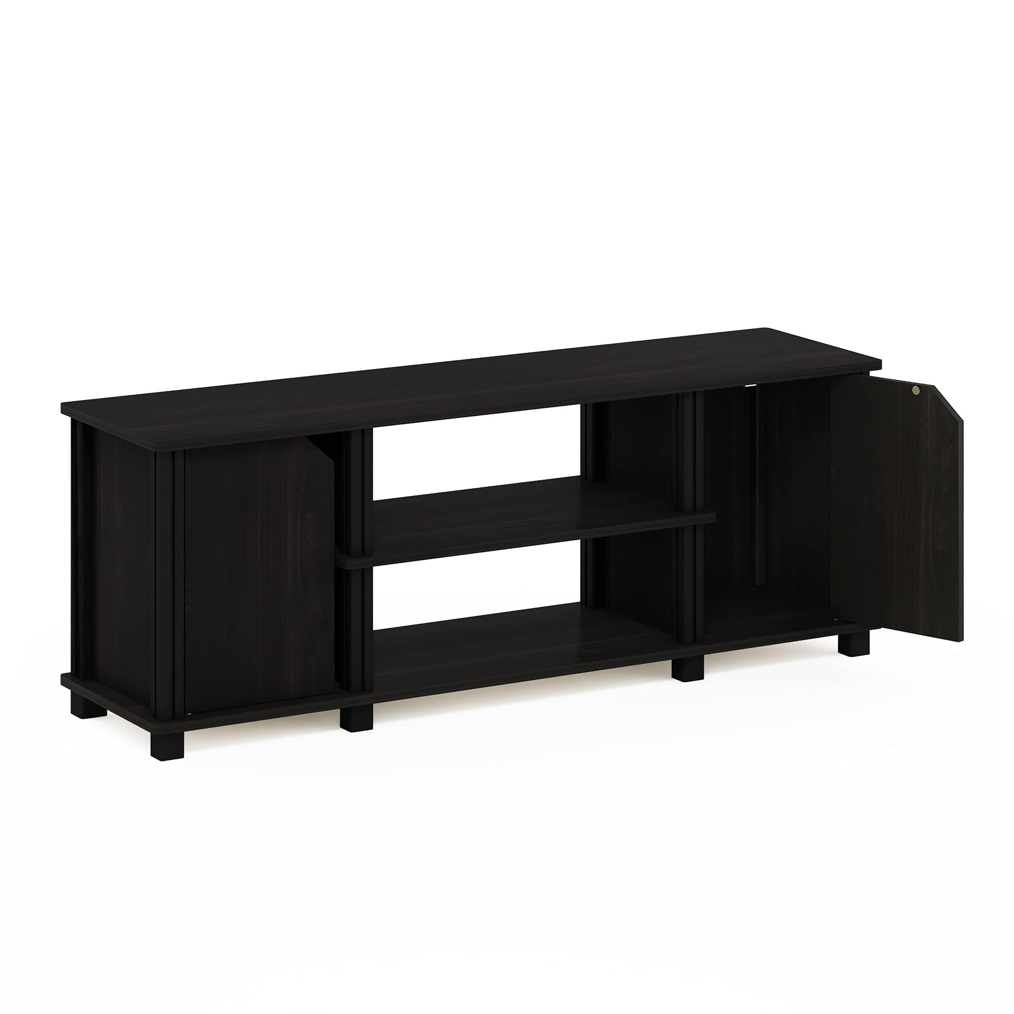 Furinno Brahms TV Stand Entertainment Center with Shelves and Storage for TV Size up to 45 Inch, Espresso/Black