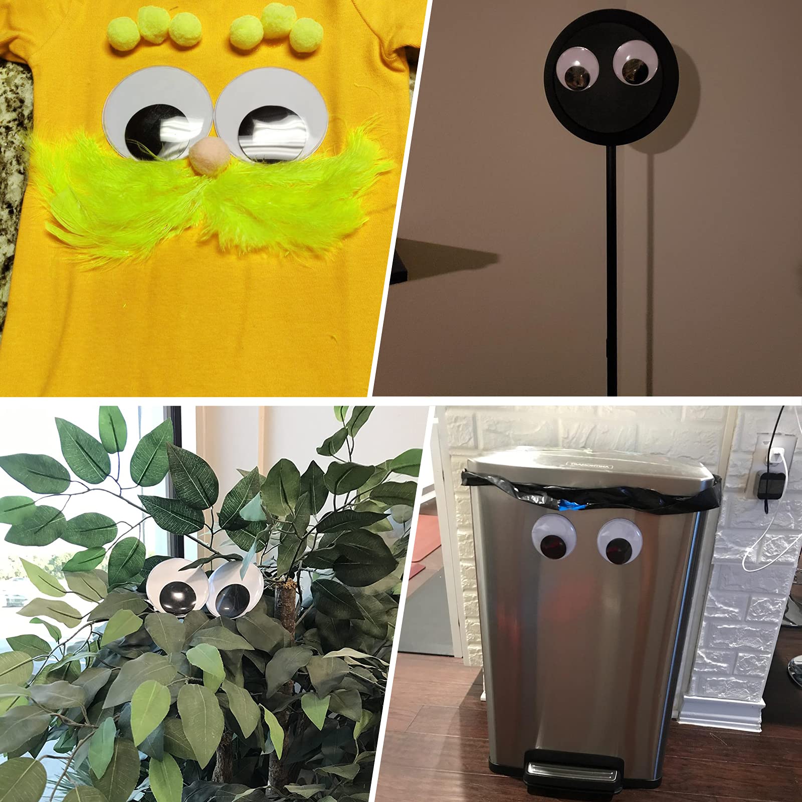 Cinvo 2.7 Inch Medium Googly Eyes Self Adhesive 7cm Big Wiggle Eyes Large Sticky Eyes for Party Halloween Decor Door Christmas Trees Cleaning Robot VR Goggles Classroom DIY Craft Projects (Pack of 6)