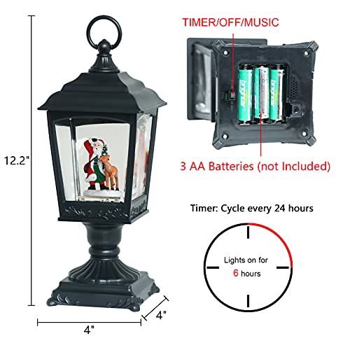 Eldnacele Christmas Musical Snow Globe Lantern Santa with 6H Timer, USB/Battery Operated Lighted Water Glittering Lantern for Adults and Kids Christmas Table Centerpiece Decoration