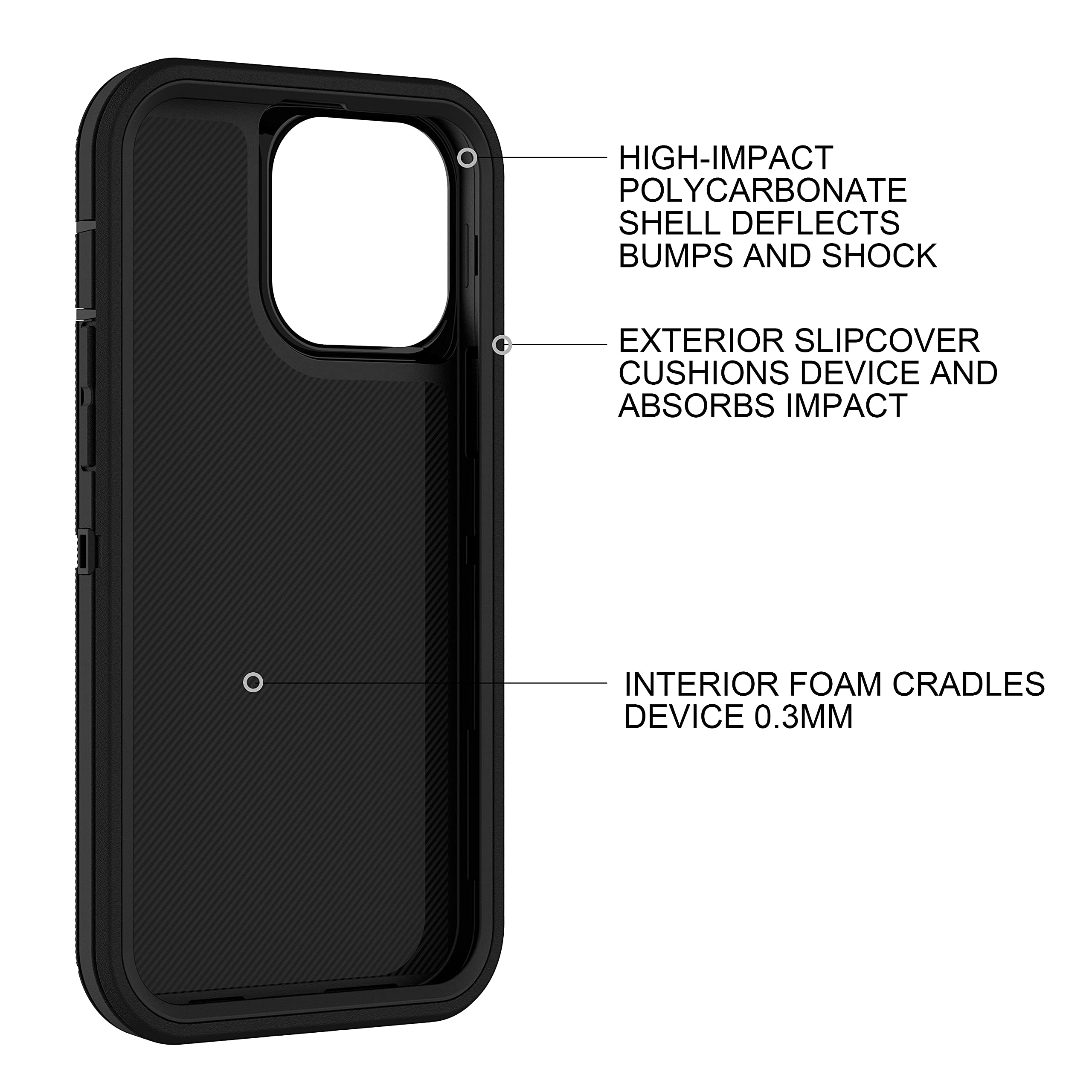 MXX Compatible with iPhone 13 pro Max Case, 3-Layer Super Protective Full Heavy Duty Body Tough Rugged Bumper Cover, Shock & Dust Proof, Designed for Apple 13 pro Max Phone Case 6.7" (Black)