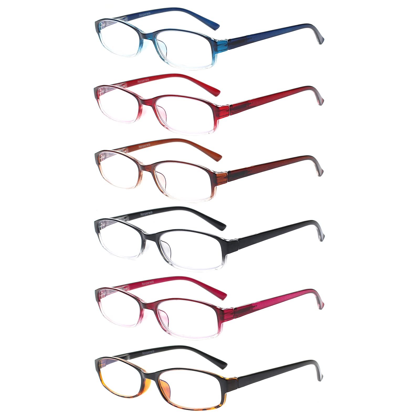 NORPERWIS 6 Pack Ladies Reading Glasses for Women Blue Light Blocking Spring Hinge Fashion Eyeglasses Readers for Women (Mix Color, 2.25, multiplier_x)