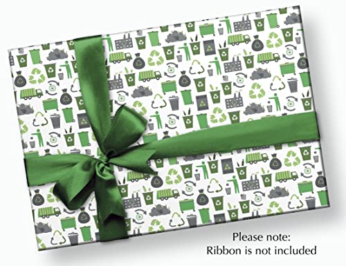 Garbage Birthday Party Gift Wrapping Paper, Folded Flat 30 x 20 Inch, 3 Sheets