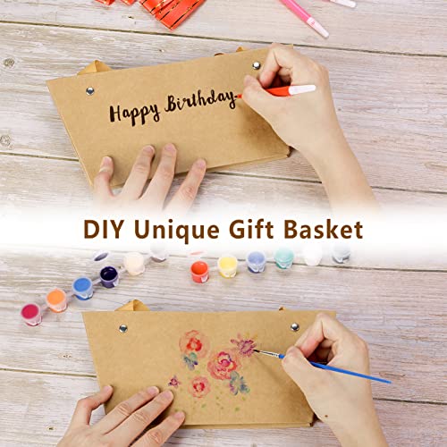Aoibrloy 12 Pack Baskets for Gifts Empty, Sturdy Empty Gift Baskets to Fill, Kraft Gift Basket Kit with Handles for Holiday, Wedding, Birthday, Gift Packages
