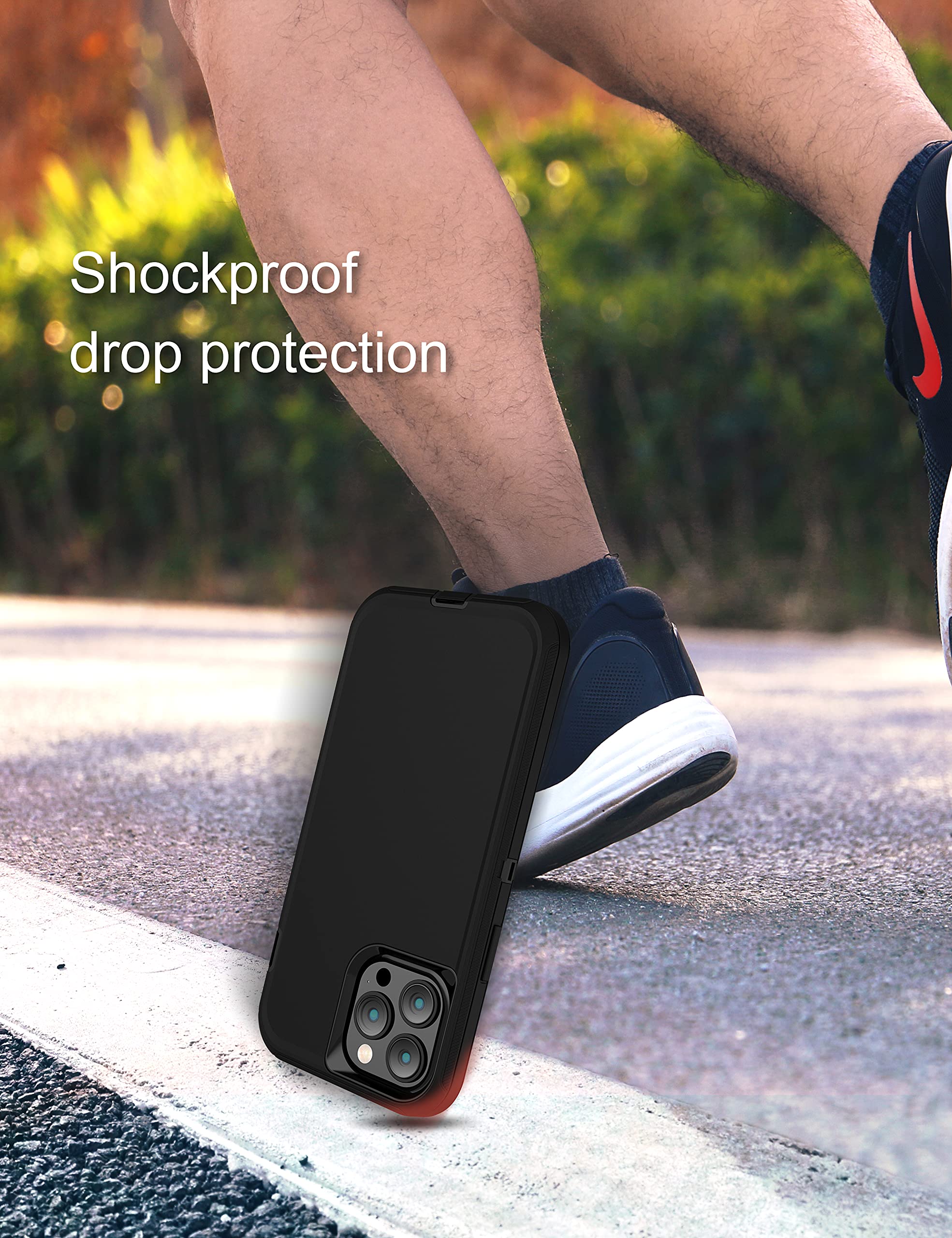 MXX Compatible with iPhone 13 pro Max Case, 3-Layer Super Protective Full Heavy Duty Body Tough Rugged Bumper Cover, Shock & Dust Proof, Designed for Apple 13 pro Max Phone Case 6.7" (Black)