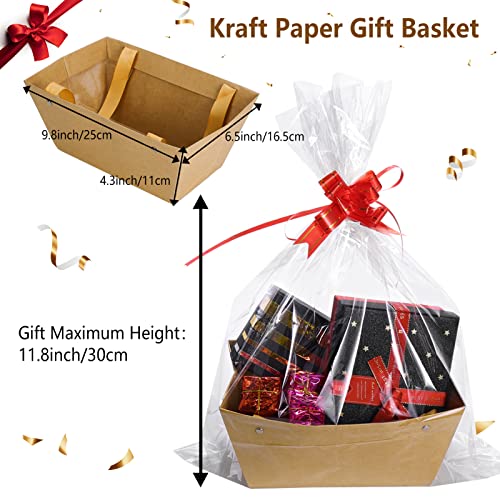 Aoibrloy 12 Pack Baskets for Gifts Empty, Sturdy Empty Gift Baskets to Fill, Kraft Gift Basket Kit with Handles for Holiday, Wedding, Birthday, Gift Packages