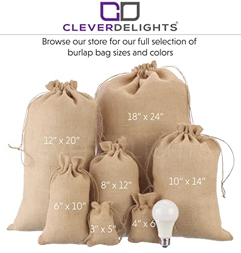 CleverDelights 6" x 10" Burlap Bags with Drawstring - 5 Pack